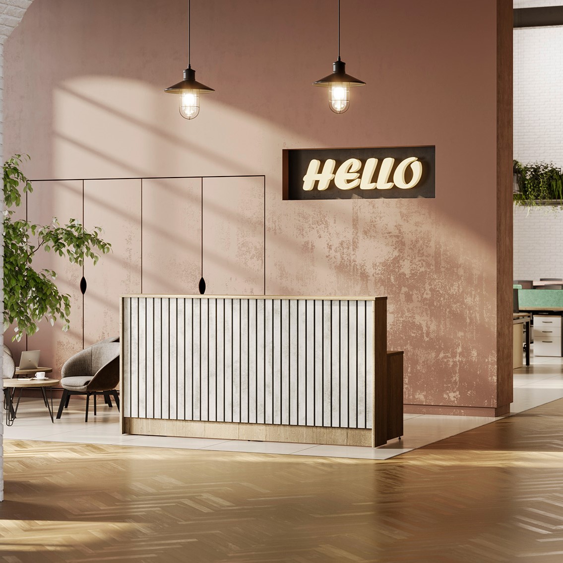 Hawk Slat Reception Desk - Allard Office Furniture